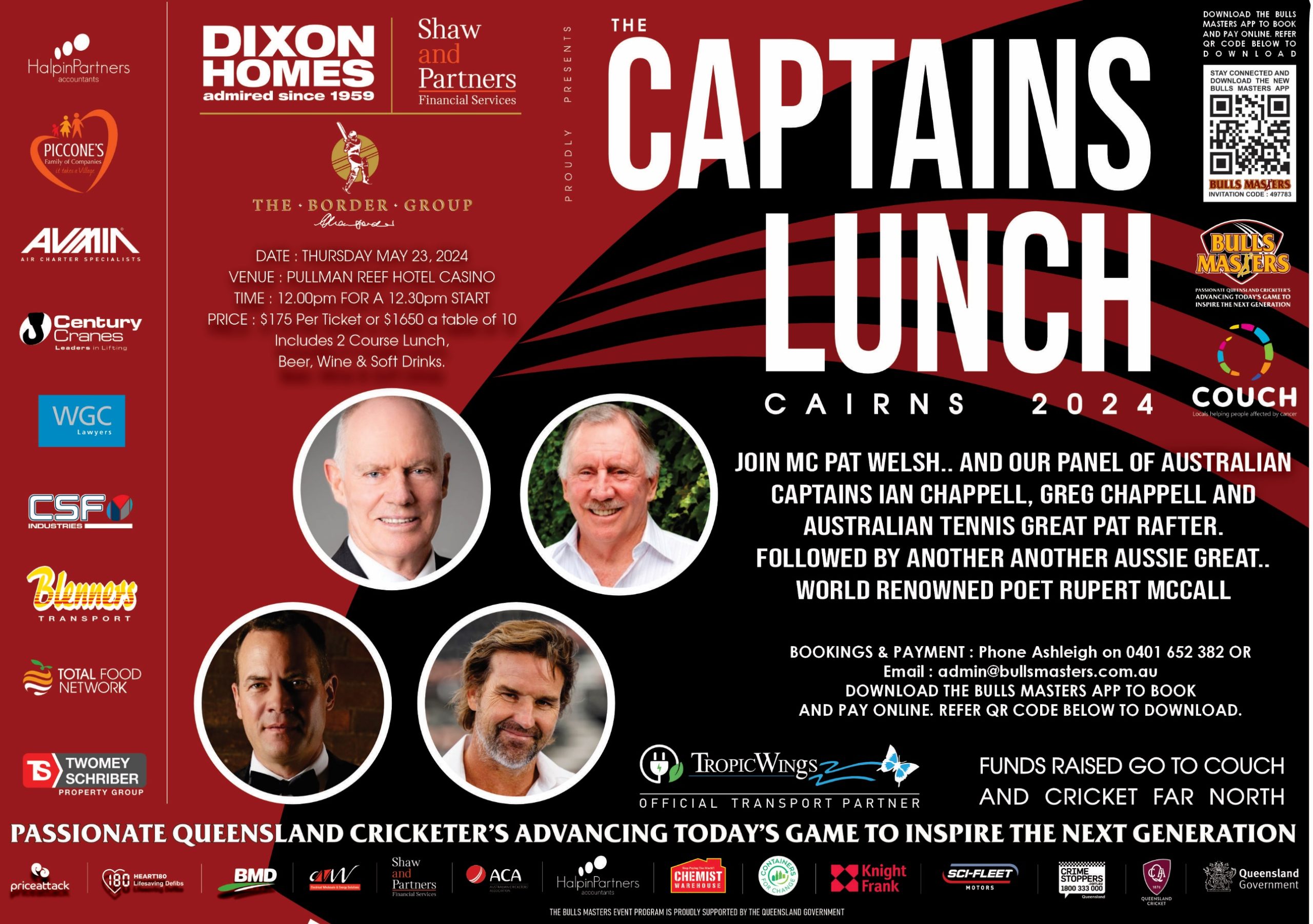 CAPTAINS LUNCH - CAIRNS - Thursday, May 23, 2024 - Bulls Masters